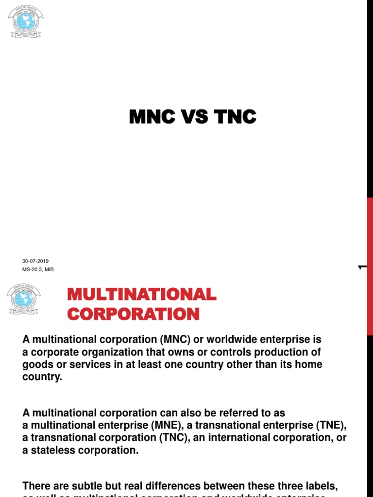 TNC Vs MNC | PDF