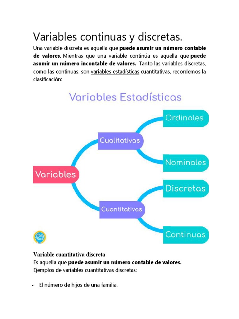Variables Continuas y Discretas | PDF
