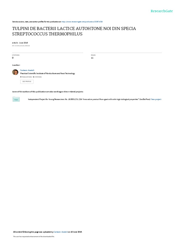 Tulpini de Bacterii Lactice Autohtone | PDF | Bacteria | Lactic Acid
