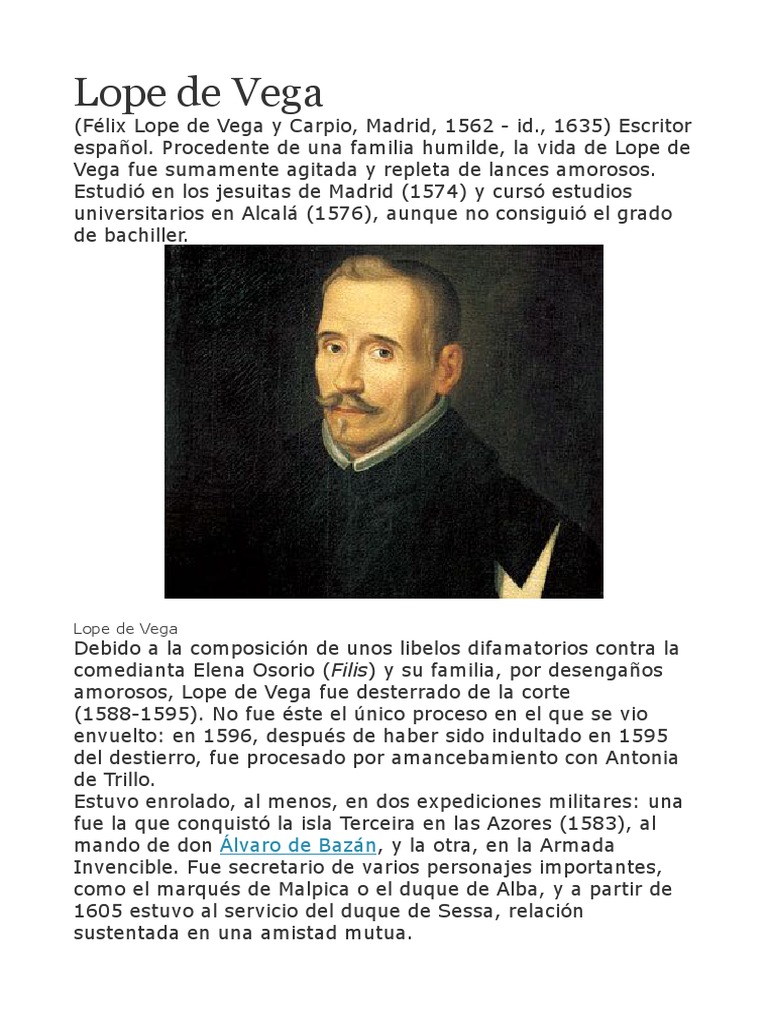 Lope de Vega Biografia | PDF | Literatura europea