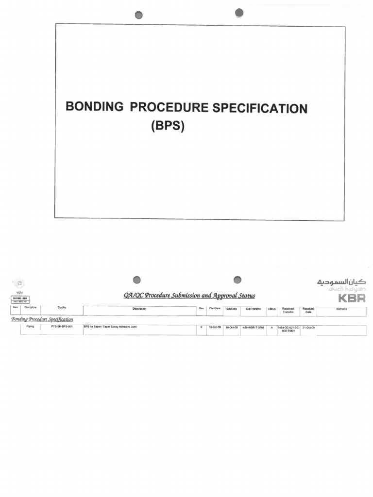 Bonding Procedure Specification (BPS) For RTR Pipe Adhesive Joints | PDF