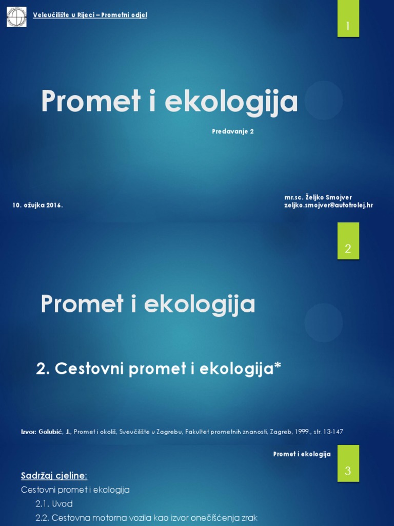 Promet I Ekologija Predavanje 0002 | PDF
