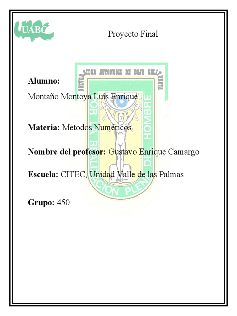 Proyecto Metodos Numericos | PDF