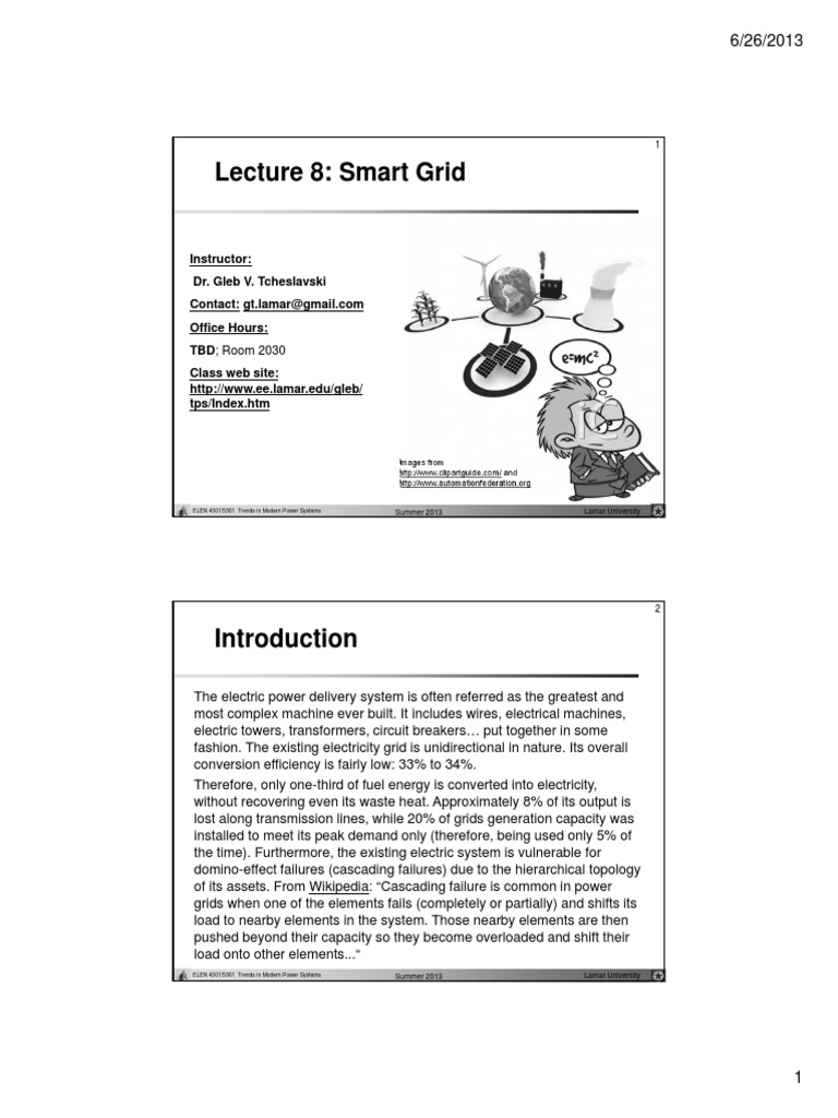 Lecture 08 - Smart Grid | PDF | Smart Grid | Electrical Grid