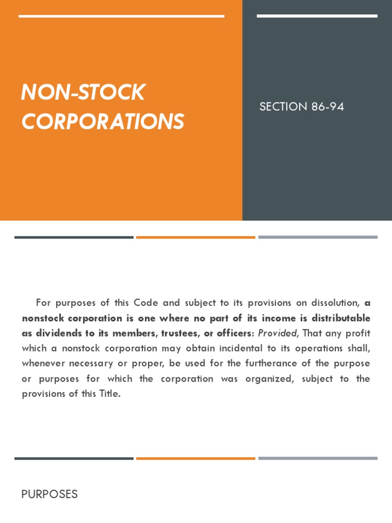 Understanding Non-Stock Corporations | PDF | Board Of Directors ...