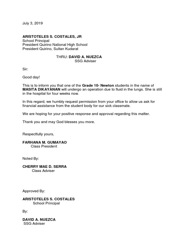 Request for Financial Assistance for Student | PDF
