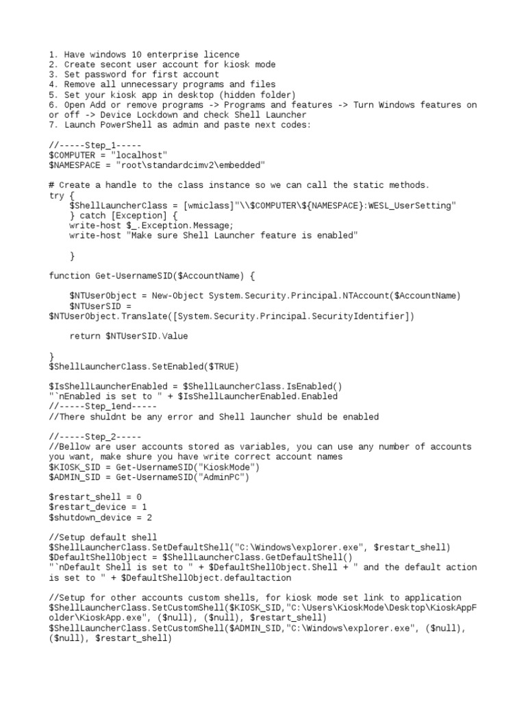 Configure Windows 10 kiosk mode with Shell Launcher | PDF | Shell (Computing) | Windows 10