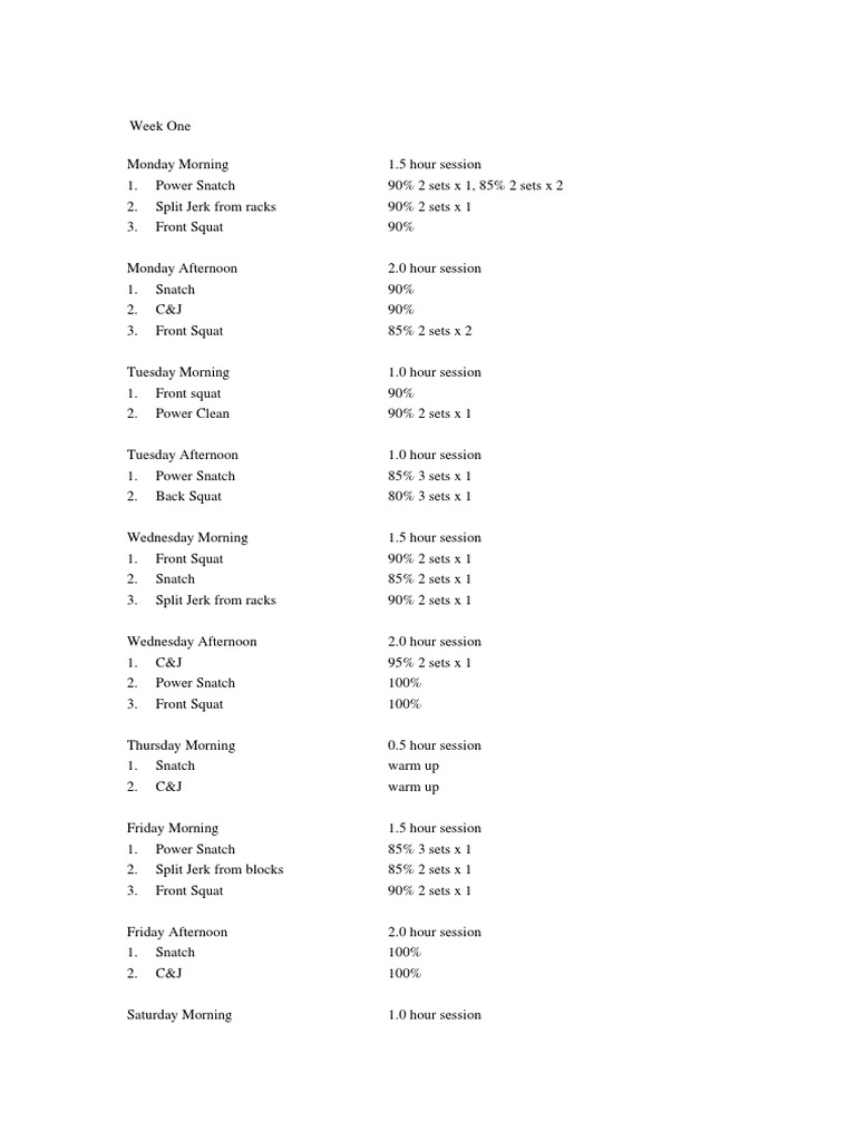 Bulgarian Weightlifting Program According To Alex Krychev PDF | PDF ...