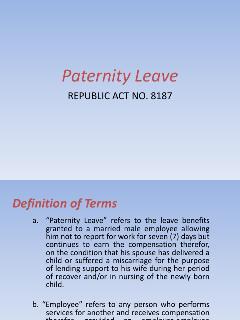 Paternity Leave Presentation | PDF | Parental Leave | Wife