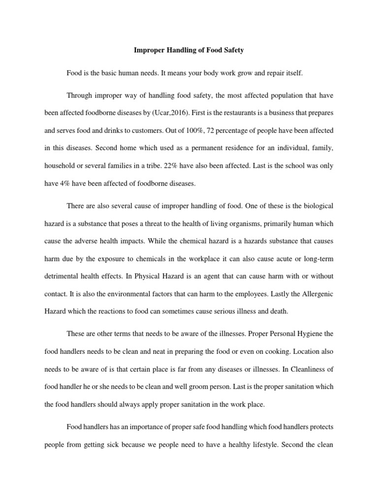 Improper Handling of Food Safety | PDF | Food Safety | Foods