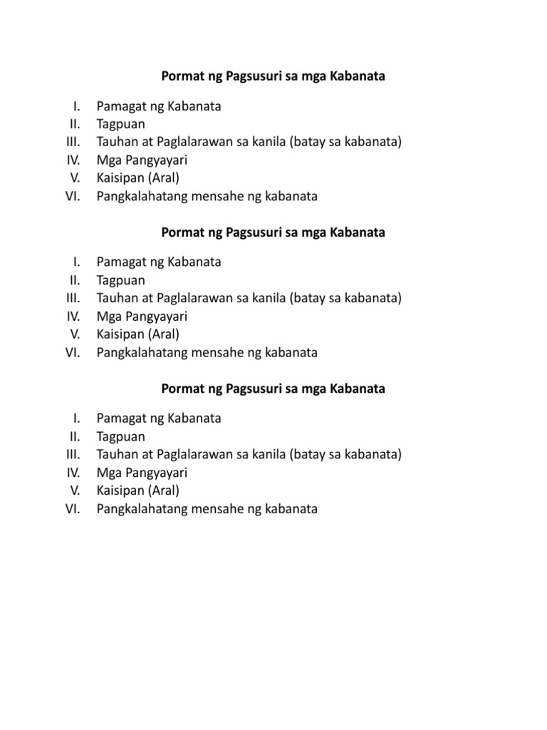 Pormat NG Pagsusuri Sa Mga Kabanata | PDF