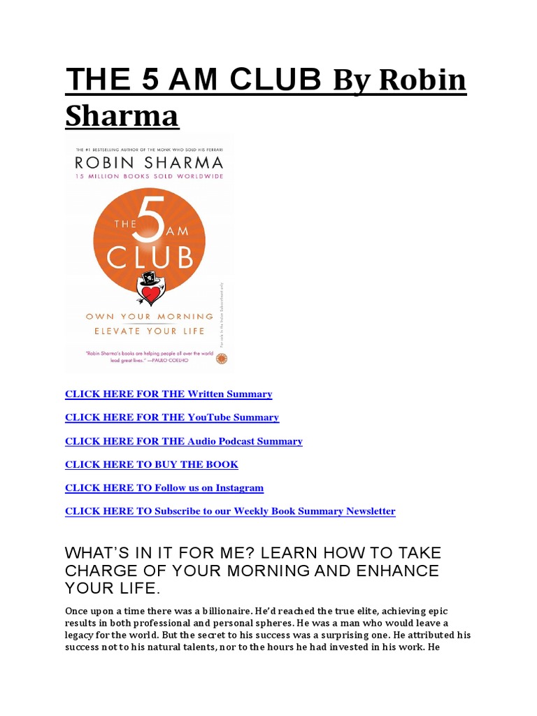The 5am Club by Robin Sharma | PDF | Crop Rotation | Sleep