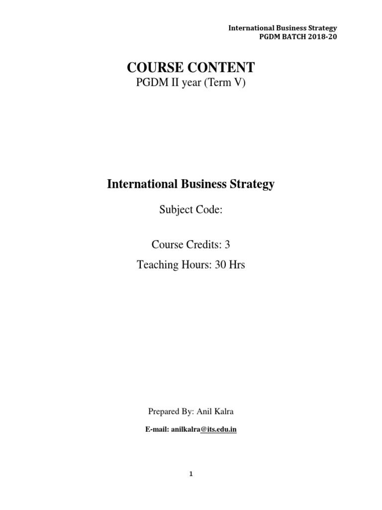 IBS-Lesson Plan 2019-20 | PDF | International Business ...