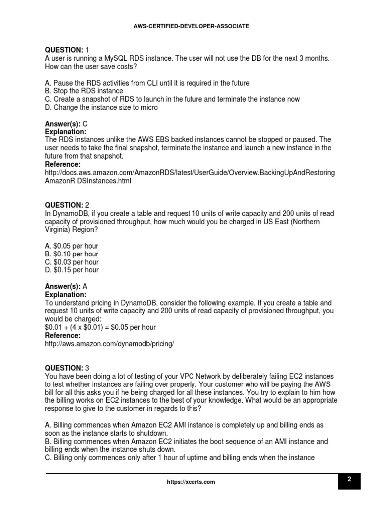 AWS Certified Developer Associate Exam Questions | PDF | Load Balancing ...