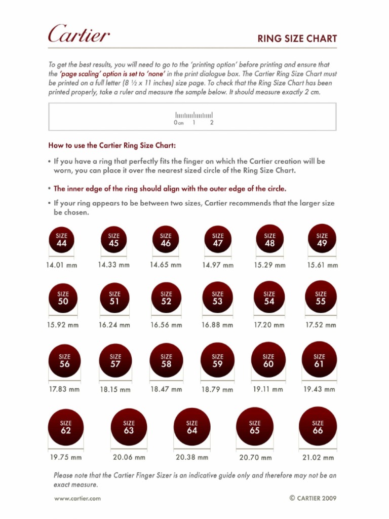 Cartier Ring Size Chart Us Pdf