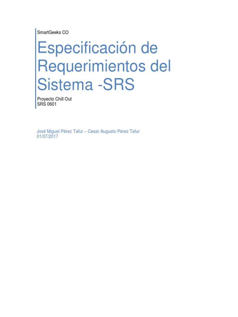 Documento SRS - EJEMPLO | PDF | Aplicación movil | Sistema operativo