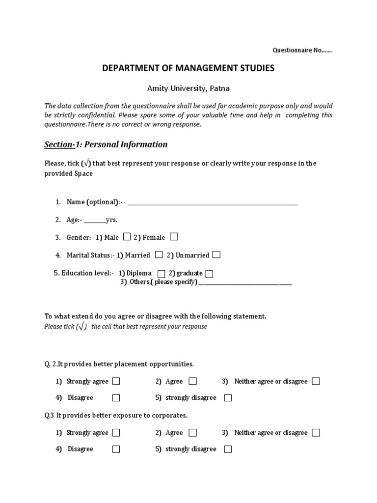 Dissertation Questionnaire | PDF
