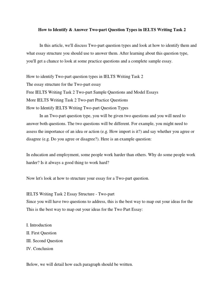 Two Part Question | PDF | Essays | Question