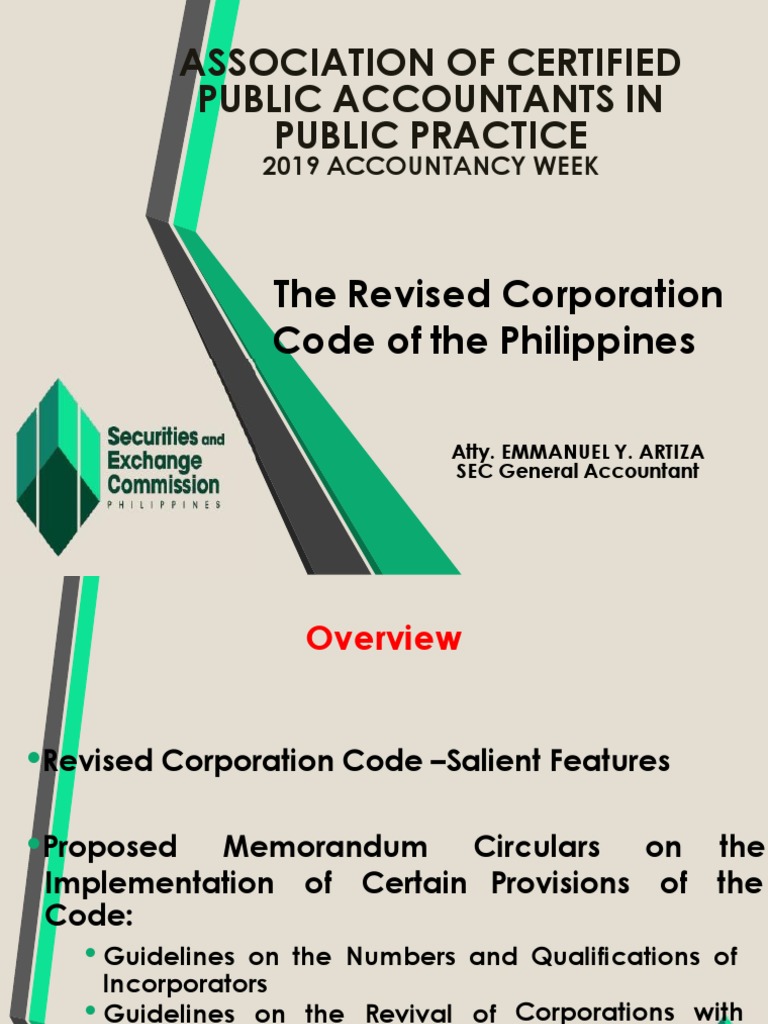 SEC - Revised Corporation Code | PDF | Board Of Directors | By Law