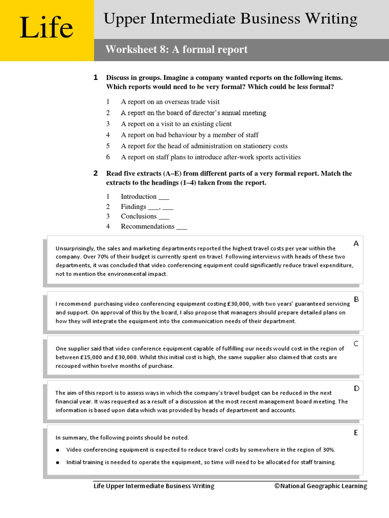 Upper Int U8 AFormalReport PDF | PDF | Videotelephony | Business