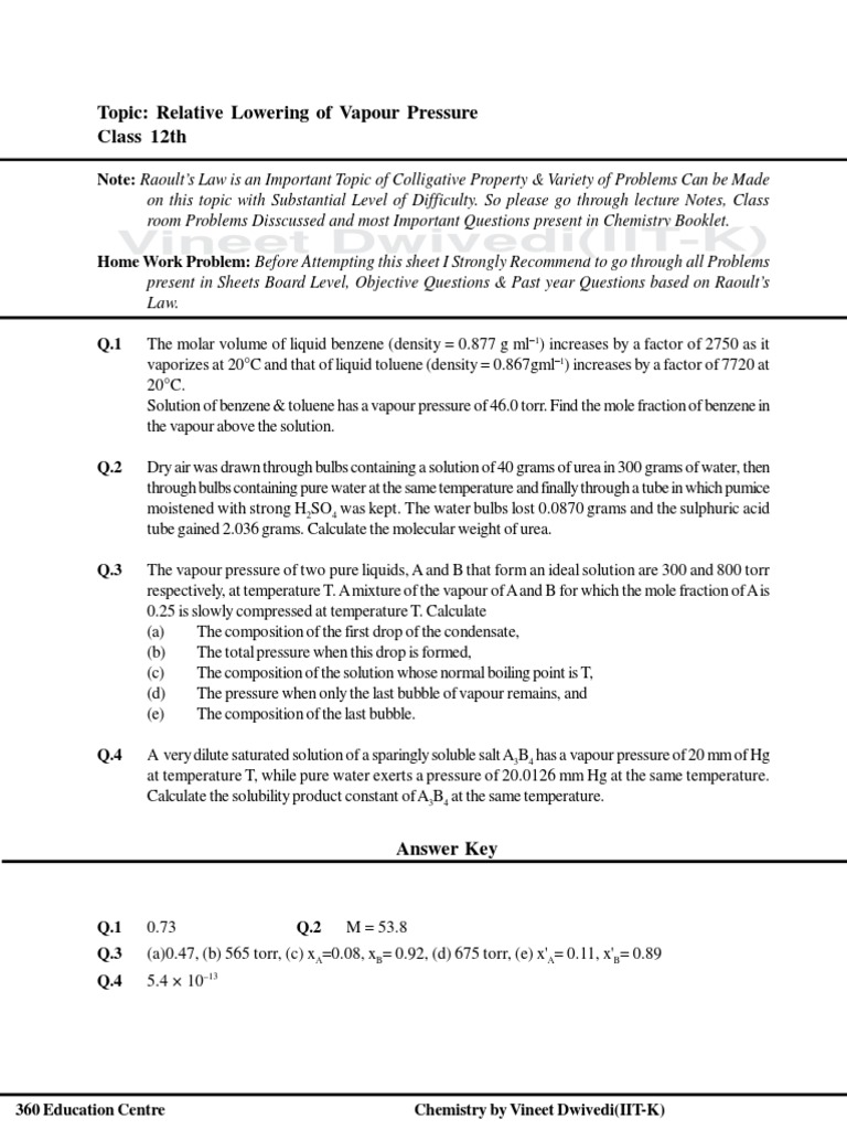Relative Lowering of Vapour Pressure - 1524262518 | PDF | Vapor | Solution