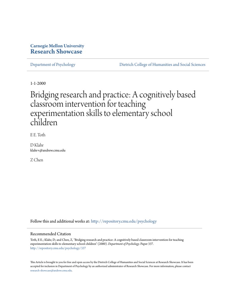 Bridging Research and Practice | PDF | Experiment | Classroom
