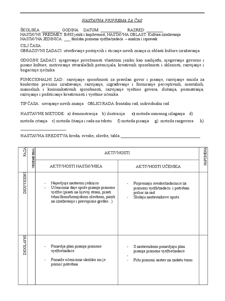 Pismena Vježba | PDF