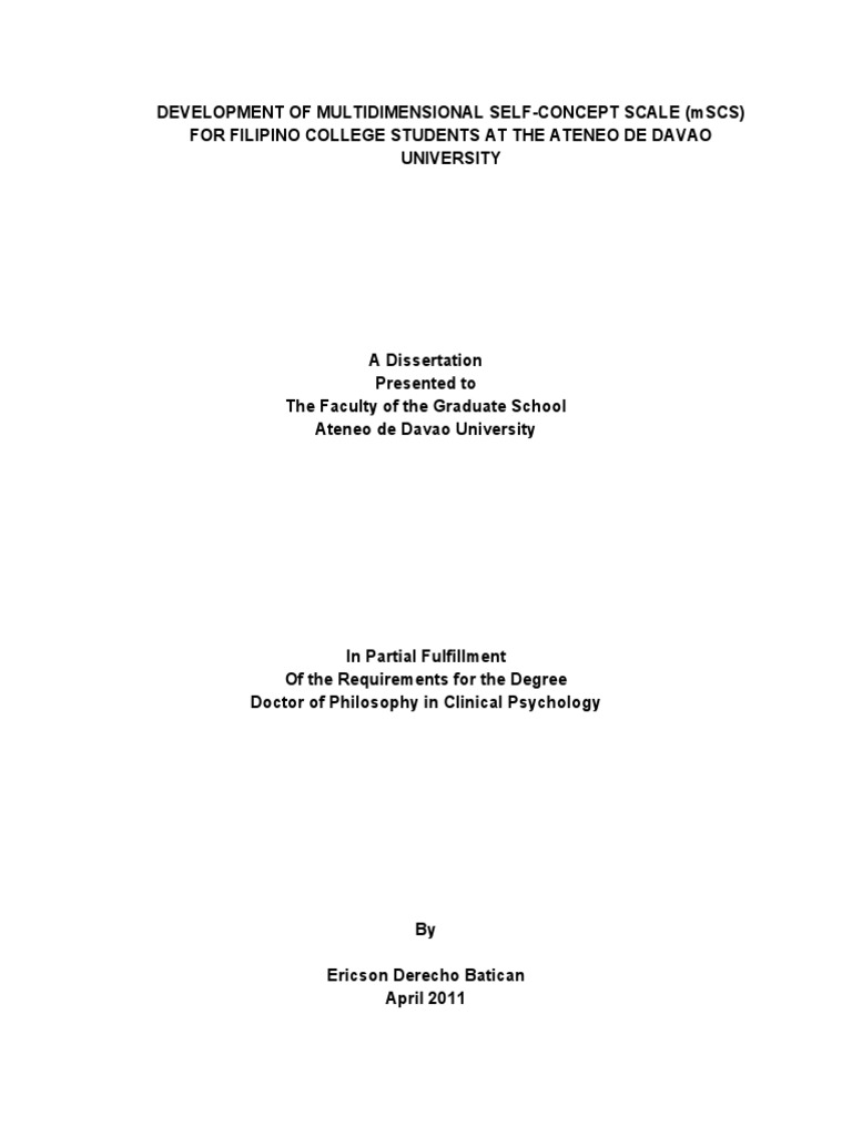 Multidimensional Self-Concept Scale Development | PDF | Self Concept ...