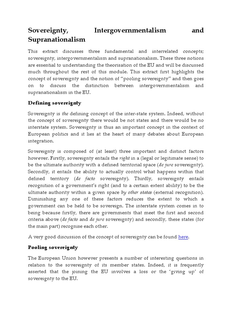 Module 4 Extract 2 Sovereignty Intergovernmentalism and ...