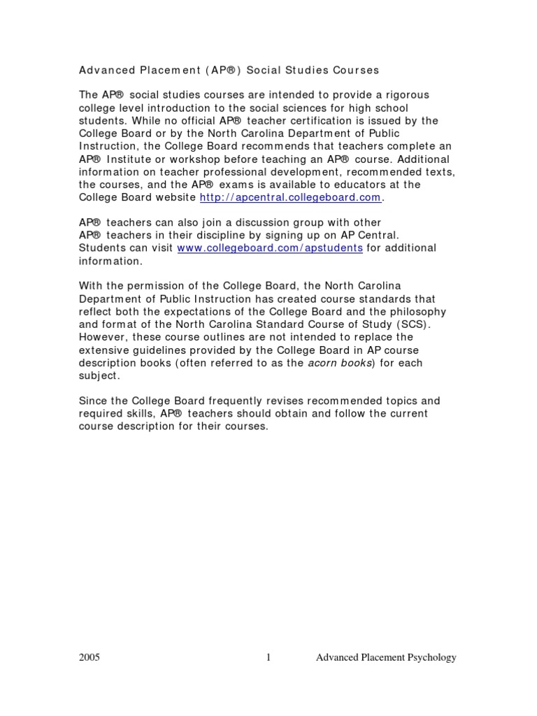 AP Psychology Competency Goals | PDF | Perception | Advanced Placement