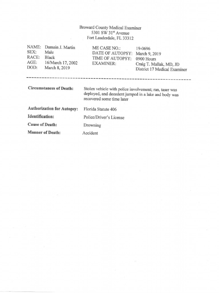 Medical Examiner Report | PDF