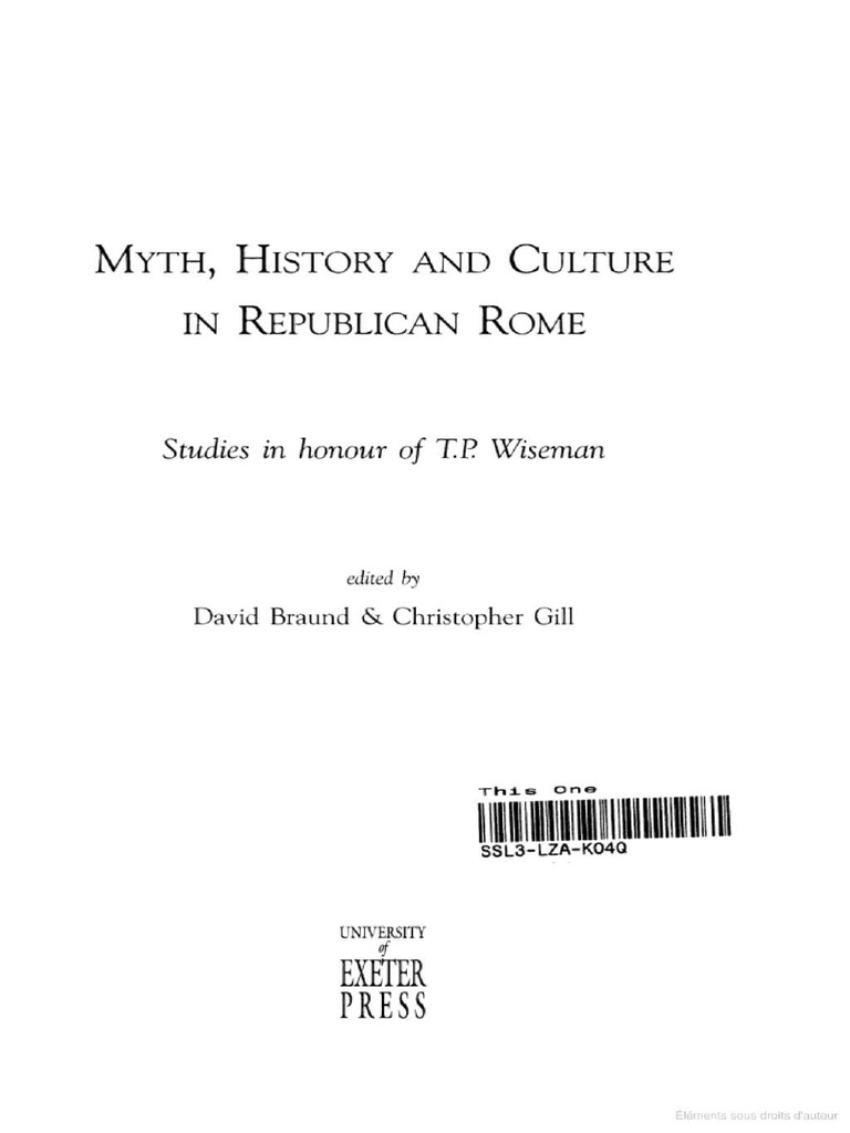 Filippo Coarelli - Remoria, in Myth, History and Culture in Republican ...