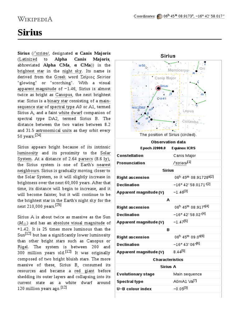 Sirius | PDF | Stars | Astronomy