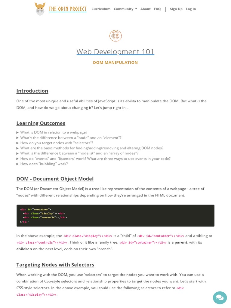 DOM Manipulation - The Odin Project | PDF | Document Object Model ...