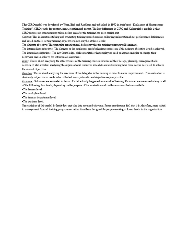 CIRO Model | PDF