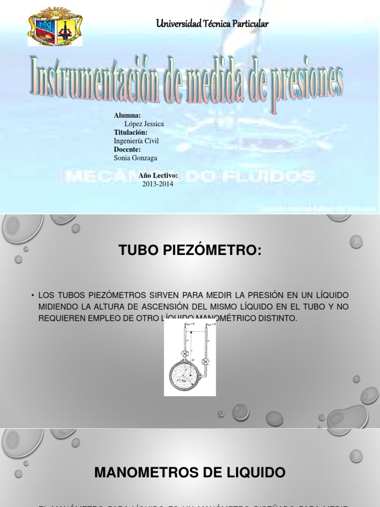 Función y Tipos de Piezómetros | PDF | Medida de presión | Presión