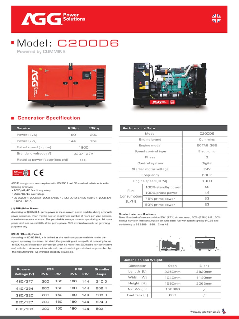 DG Spec C200D6 | PDF | Engines | Machines