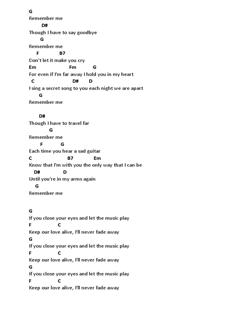 Remember Me Chords Pdf