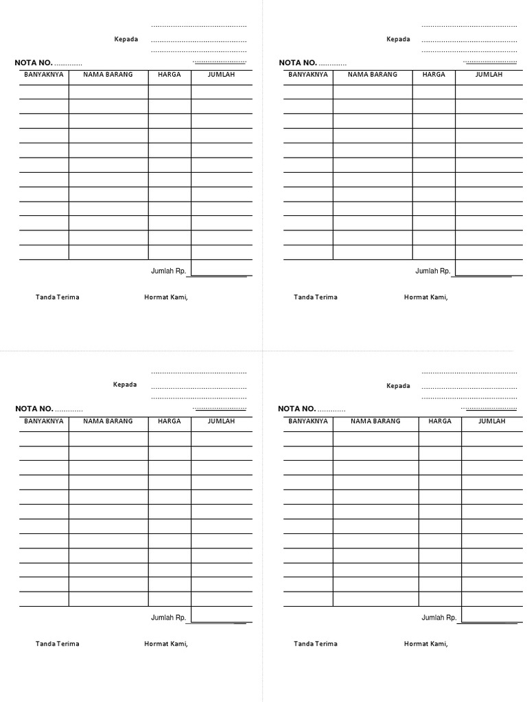 Template Nota Kosong Word | PDF