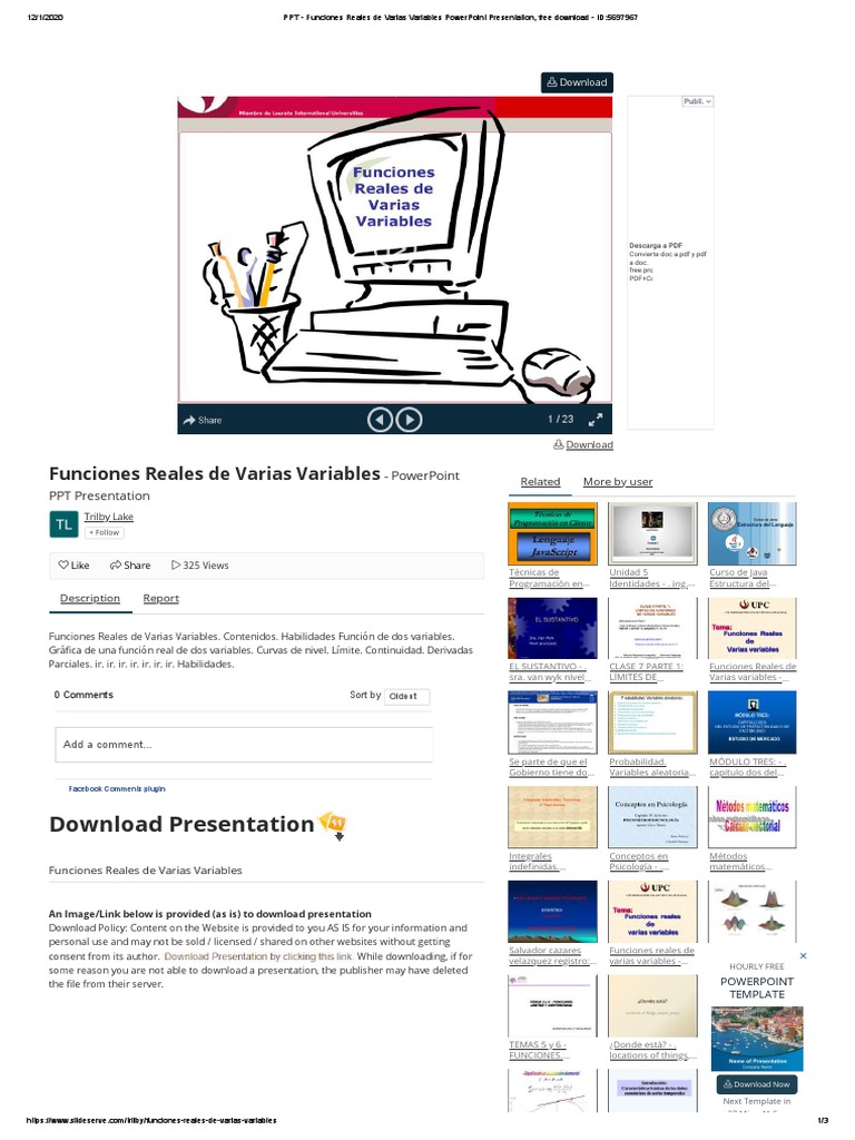 Funciones Reales de Varias Variables | Descargar gratis PDF | Función continua | Función ...