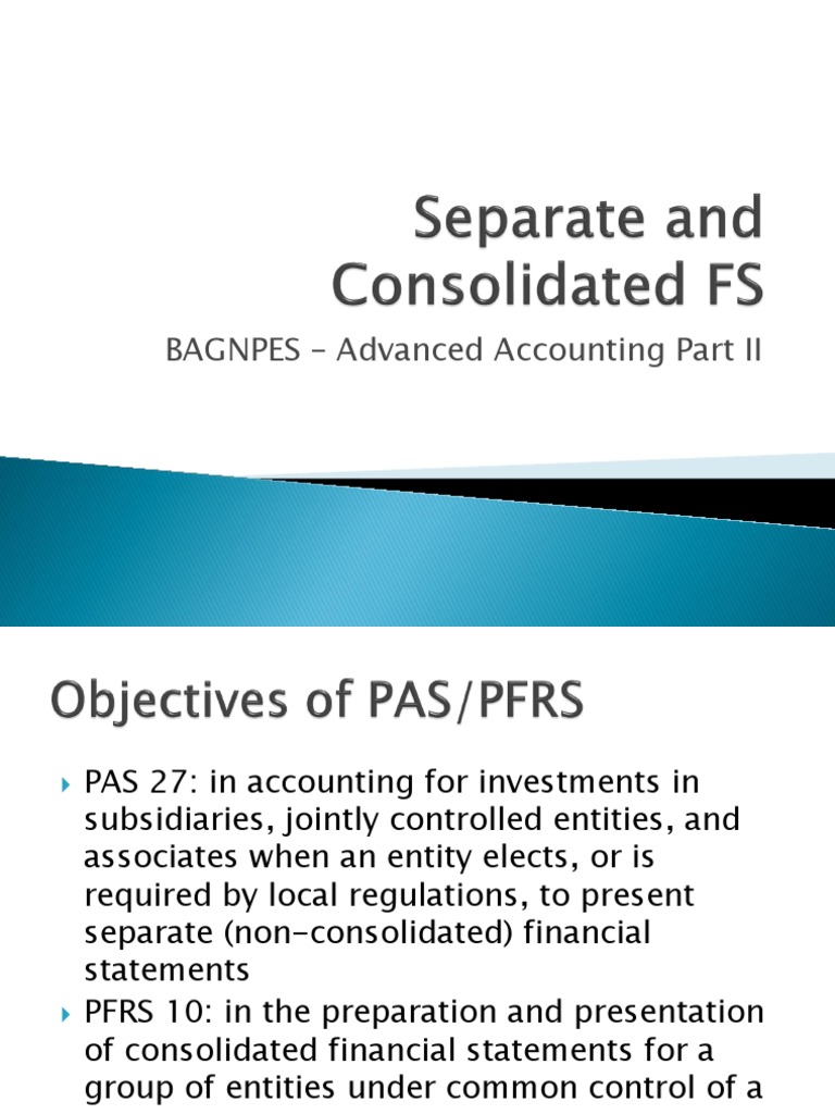 Separate and Consolidated FS | PDF | Subsidiary | Financial Statement