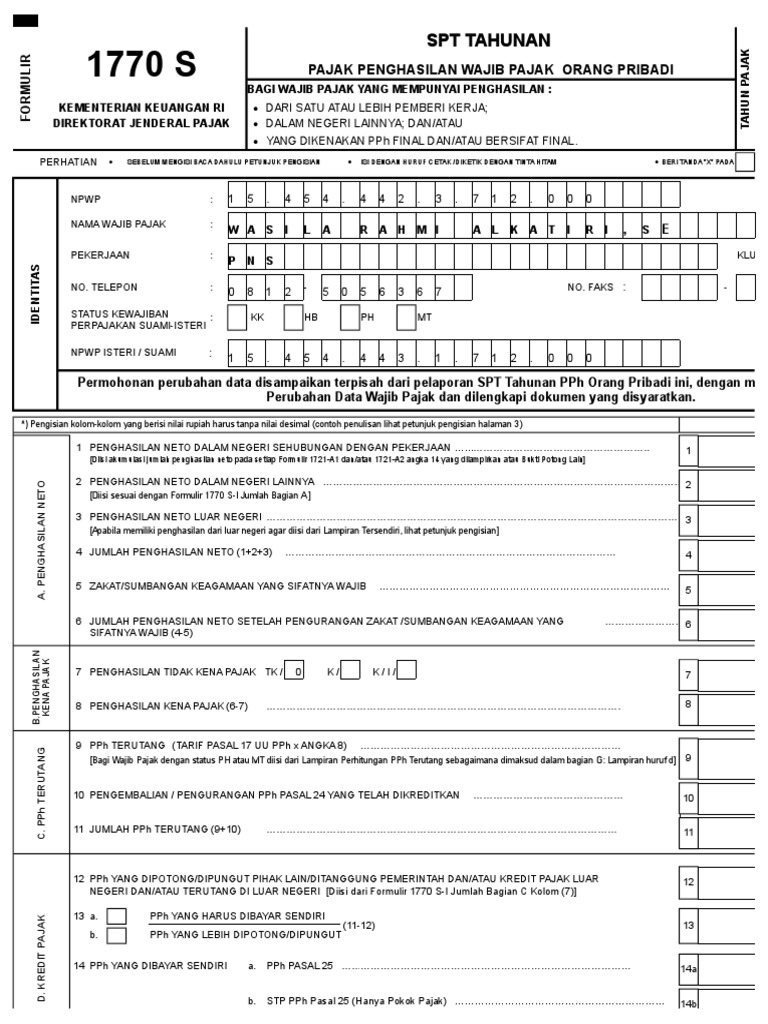 Formulir SPT 1770 S WASILA | PDF