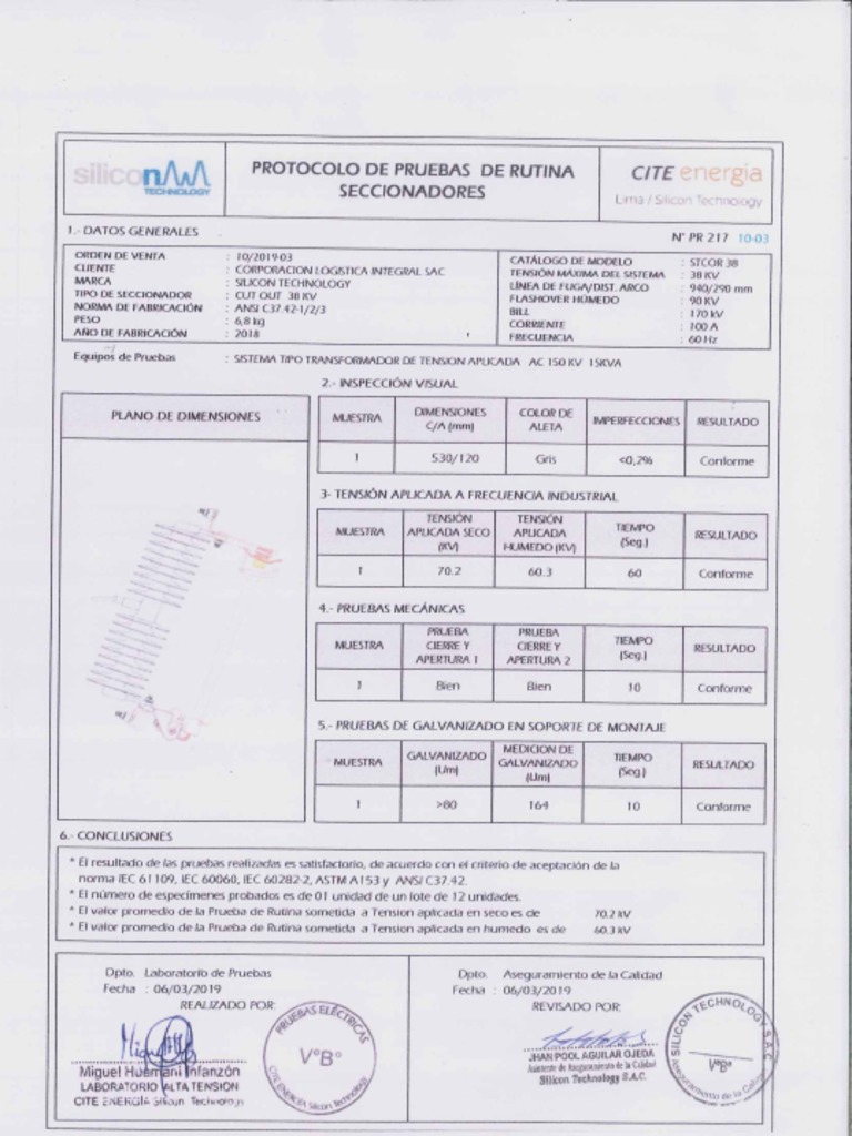 Protocolo Seccionadores Cut - Out | PDF