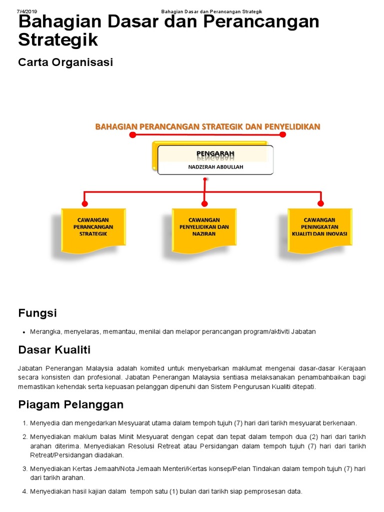 Bahagian Dasar Dan Perancangan Strategik | PDF