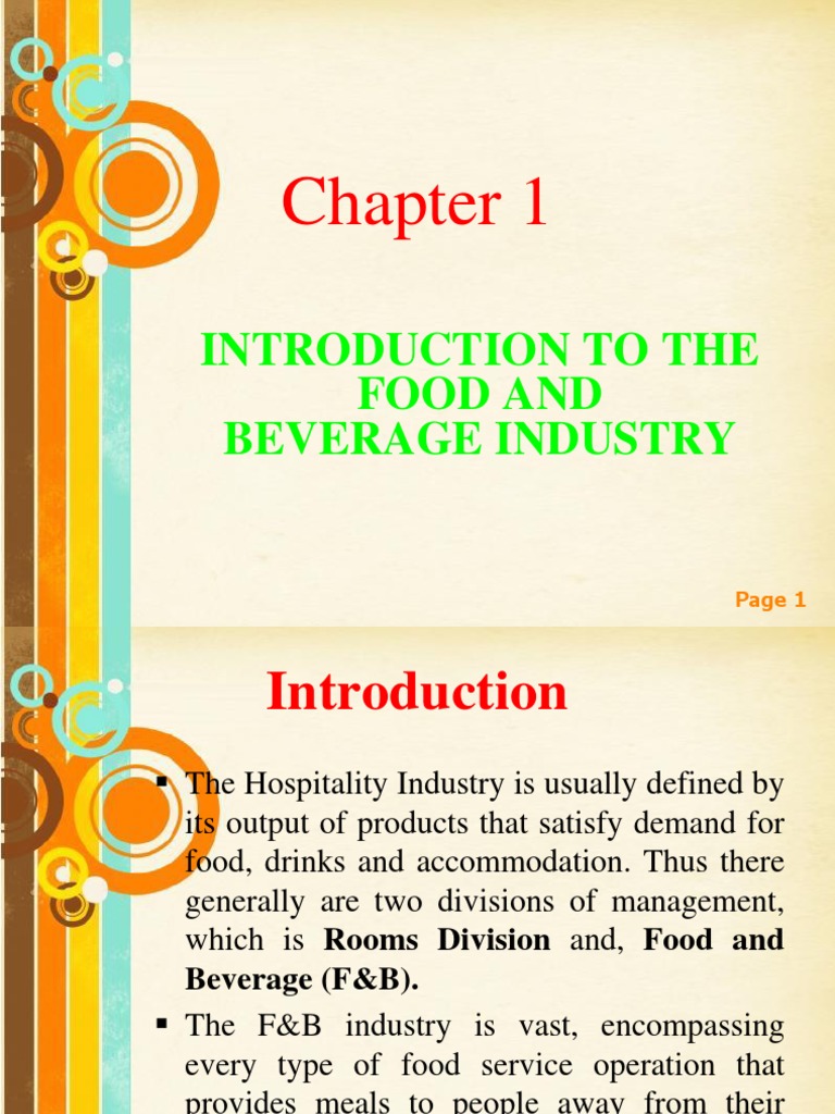 Chapter 1 - Introduction To The Food and Beverage Industry | PDF ...