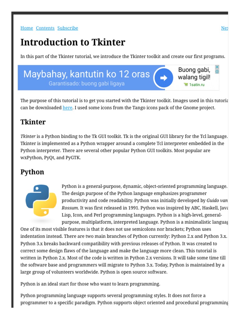 Introduction To Tkinter | PDF | Python (Programming Language) | Button ...