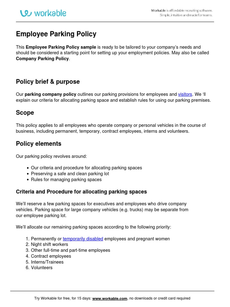 Parking Company Policy | PDF | Parking Lot | Vehicles