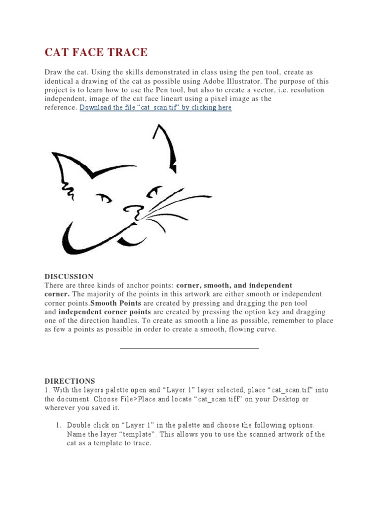 Cat Face Vector Tracing Guide | PDF | Adobe Illustrator | Image Processing