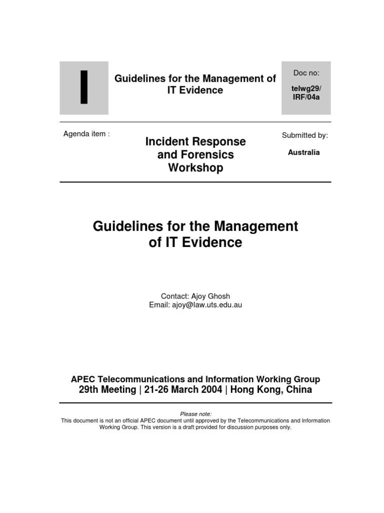 Guidelines For The Management of IT Evidence | PDF | Computer Forensics ...