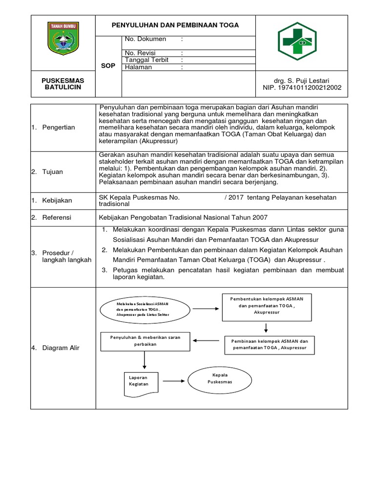 Sop Toga 2020 | PDF | Kesehatan Holistik